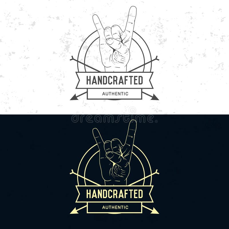 Insignia, Símbolo O Logotipo Con La Mano Ilustración del Vector ...