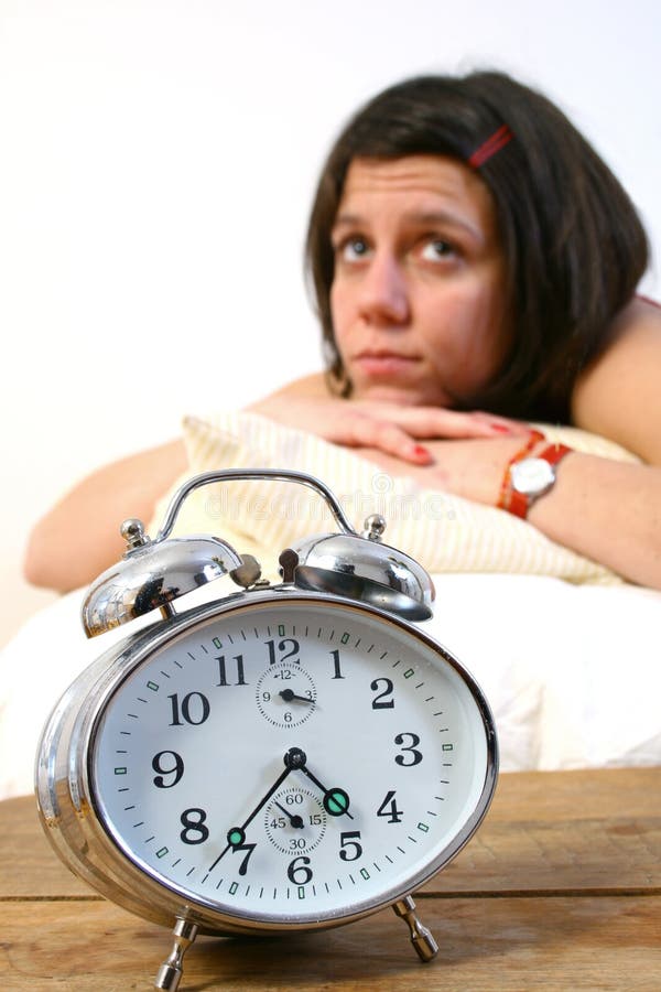 Girl Having Insomnia Illness in Front of a Mirror Stock Image - Image ...