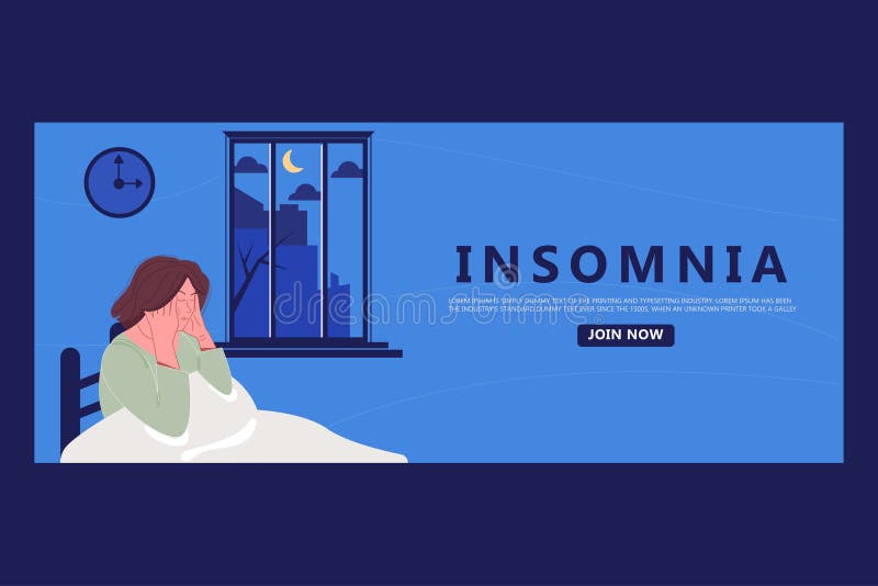 Insomnia Banner. Mental Health Stock Vector - Illustration of insomnia ...