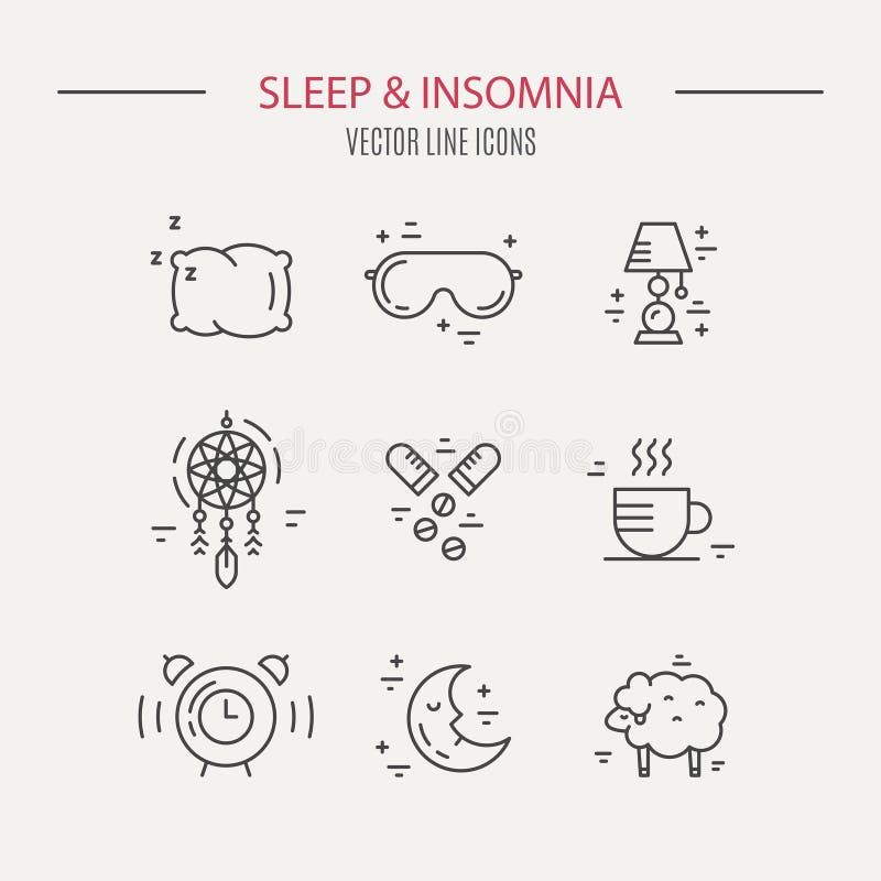 Insomnia Line Icons stock vector. Illustration of person - 84376099