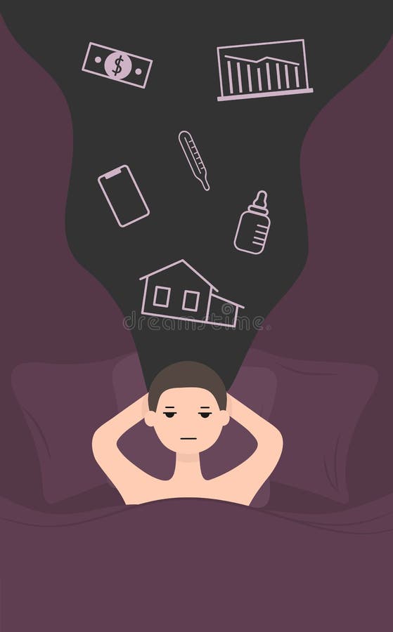 Man Bed Thinking Stock Illustrations – 557 Man Bed Thinking Stock ...