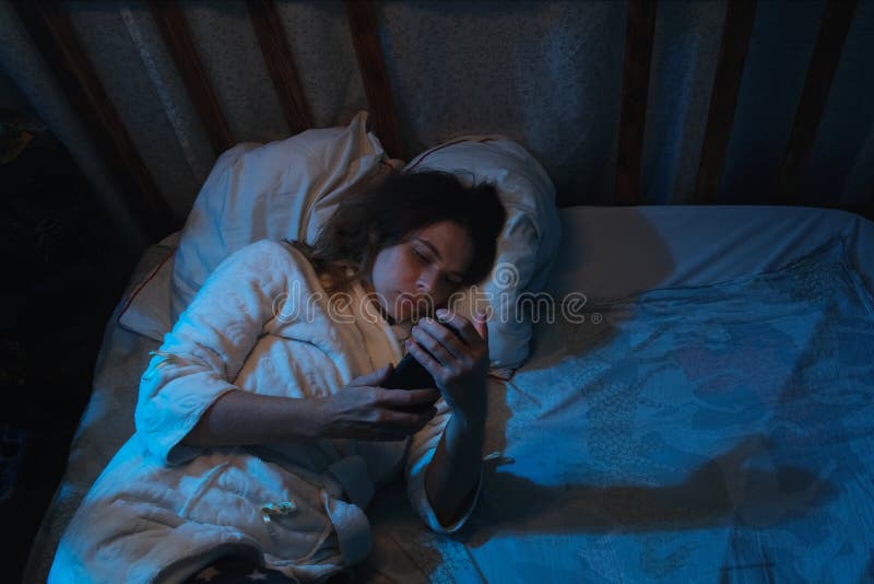 Insomnia. Person Cannot Fall Asleep Lying in Bed at Night. Stock Photo ...