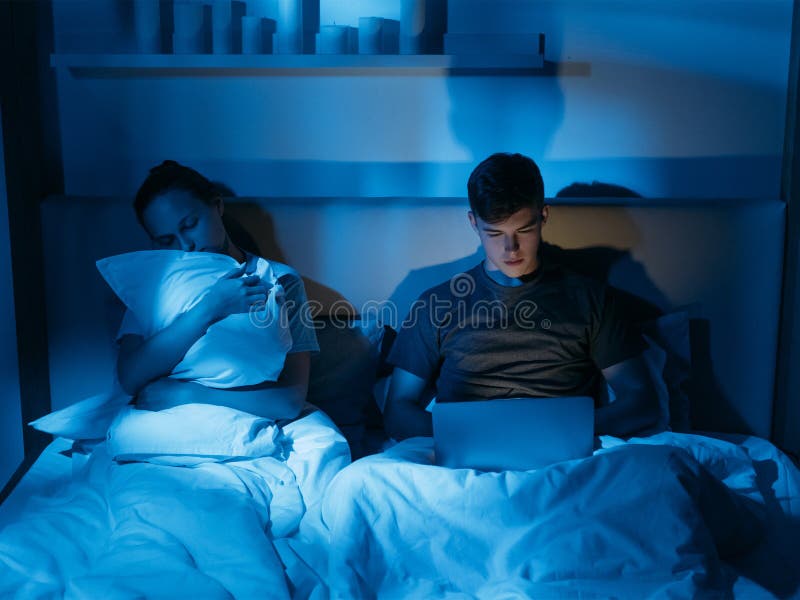 Insomnia Problem Couple Relationship Digital Stock Image - Image of ...