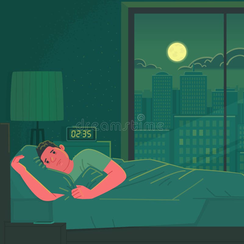 Cannot Sleep stock vector. Illustration of insomnia, dark - 9382962
