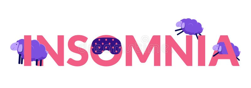 Insomnia Sheeps Text Composition Stock Vector - Illustration of alarm ...