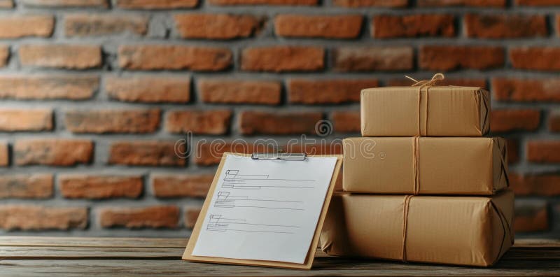 Inspect Boxes with List on the Wooden Table, Parcel Shipment Delivery ...