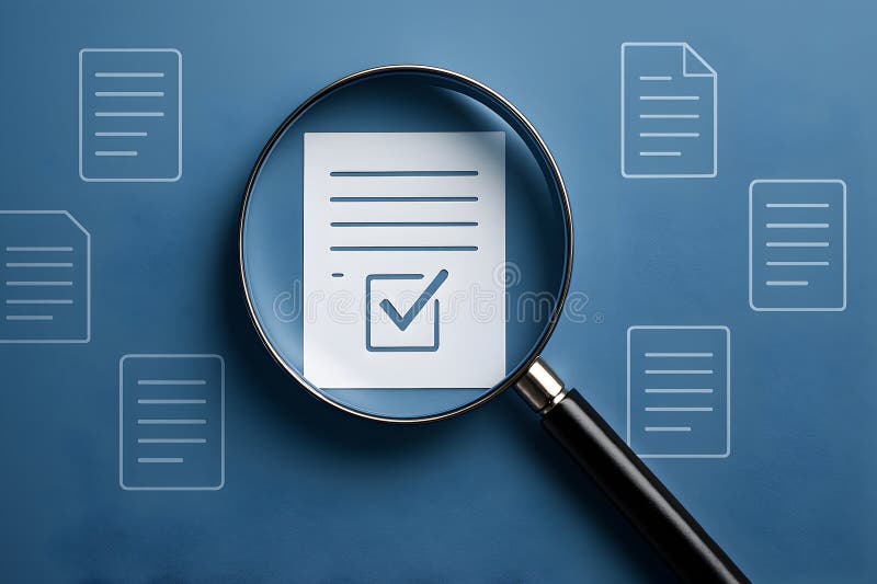 Document Review Process with Magnifying Glass for Audit Compliance and ...