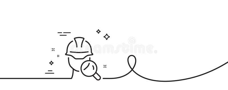 Inspect Line Icon. Builder Quality Sign. Continuous Line with Curl ...