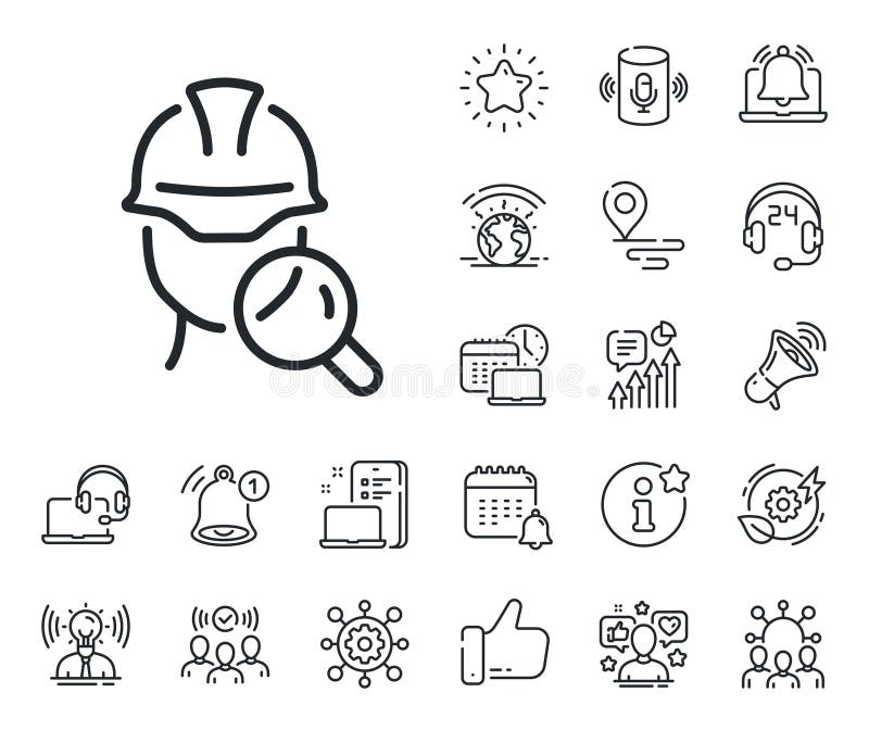 Inspect Line Icon. Builder Quality Sign. Place Location, Technology and ...