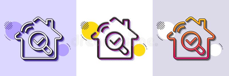 Inspect Line Icon. Building Quality Sign. Halftone Dotted Pattern ...