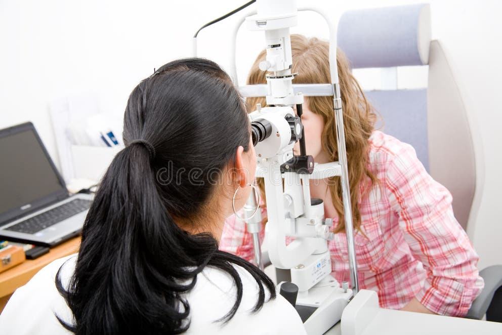 Inspect a Patient in Ophthalmology Labor Stock Photo - Image of ...
