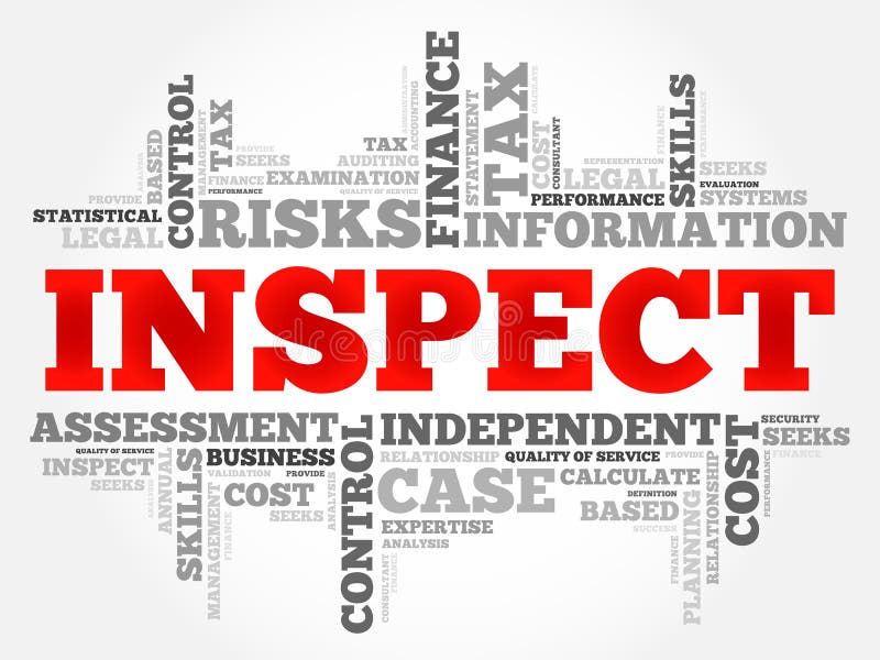 INSPECT word cloud stock illustration. Illustration of business - 206315493