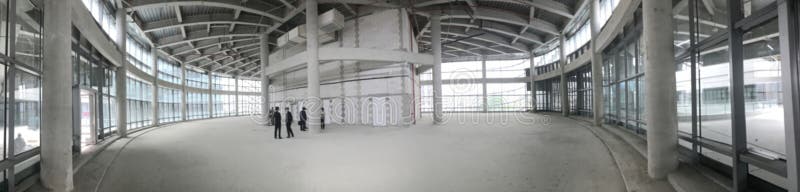 Inspecting the Construction Progress Inside a Spacious, Circular ...