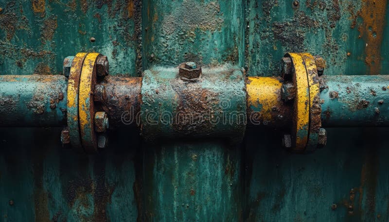 Inspecting Pipe Corrosion on a Rusty Industrial Pipe System in a ...