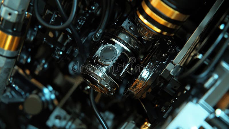 An Inspection Camera Inserted into a Complex Machine Assembly Revealing ...