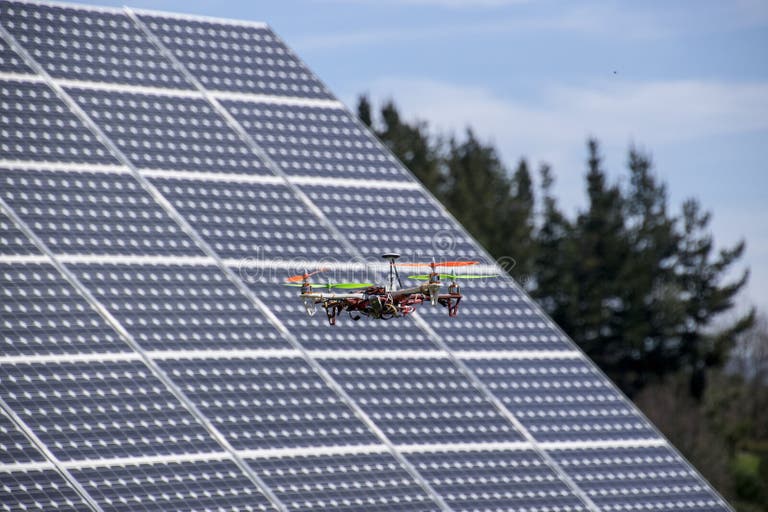 Drone Flying Over Solar Panel Stock Image - Image of solar, drones ...