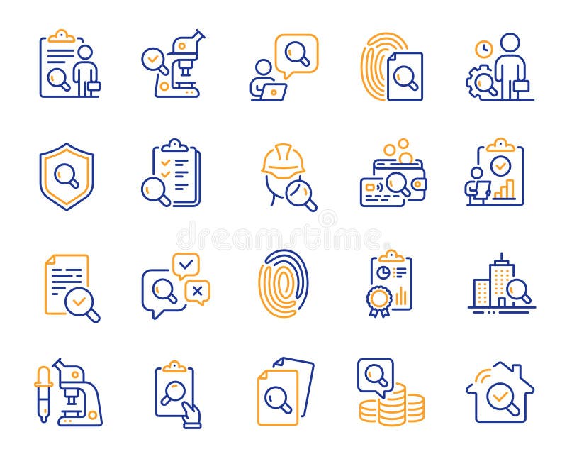 Inspection Line Icons. Quality Research, Testing and Safety Check Icons ...