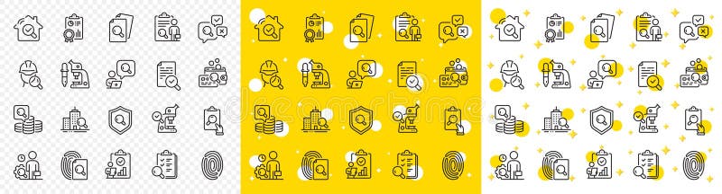 Inspection Line Icons. Quality Research, Testing and Safety Check Icons ...
