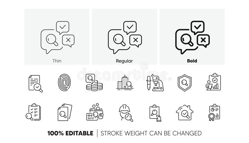 Inspection Line Icons. Quality Research, Testing and Safety Check Icons ...