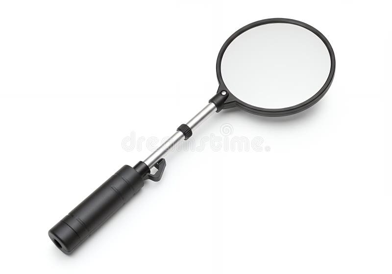 Inspection Mirror with Black Handle on White Background for Security ...