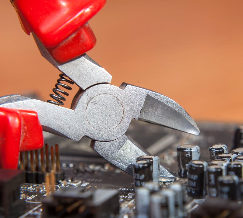 Inspection and Repair of Electronics Stock Photo - Image of computer ...