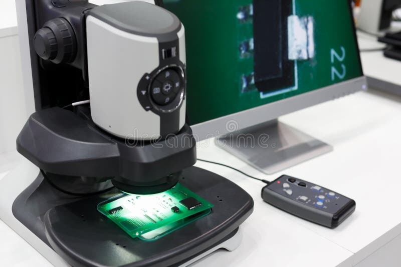 Digital Microscope and Monitor in Lab Stock Image - Image of computer ...