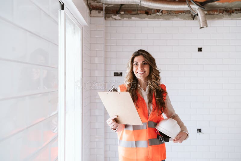Inspector or Architect Professional Woman Checking Kitchen at ...
