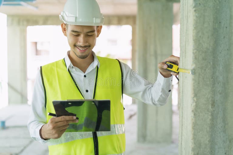 Inspector Checking Material and Structure in Construction Stock Photo ...