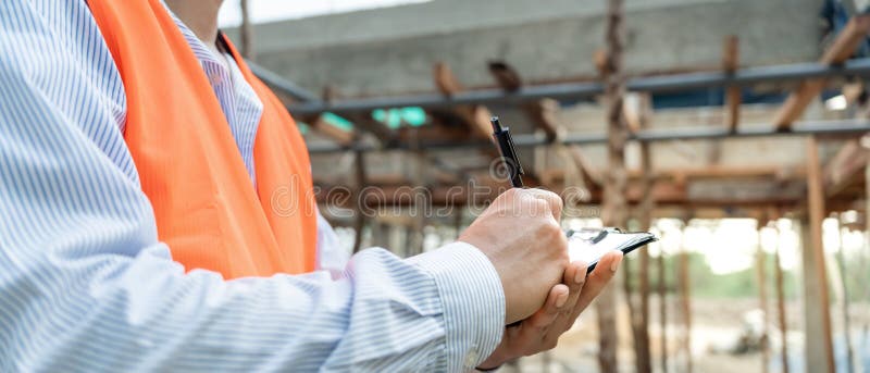 Inspector or Engineer is Inspecting Construction and Quality Assurance ...