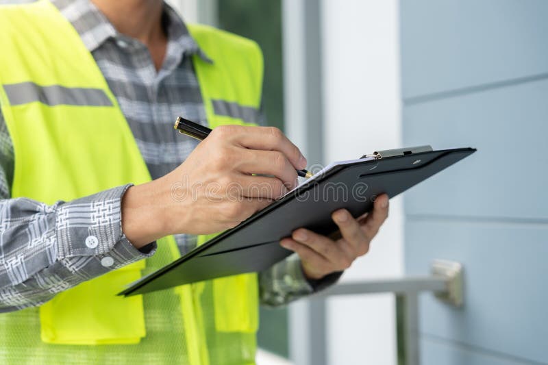 Inspector or Engineer is Inspecting Construction and Quality Assurance ...