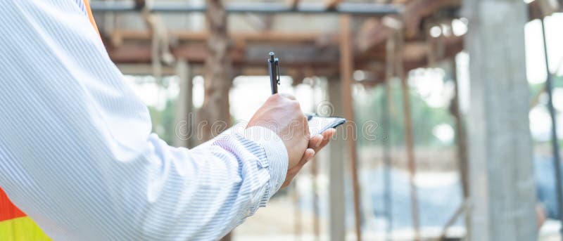 Inspector or Engineer is Inspecting Construction and Quality Assurance ...