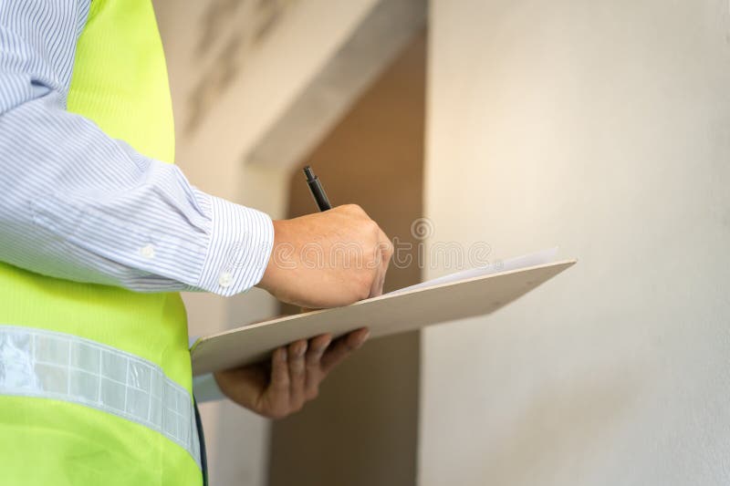 Inspector or Engineer is Inspecting Construction and Quality Assurance ...