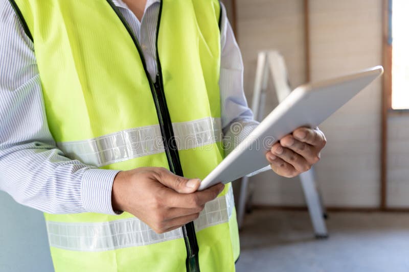 Inspector or Engineer is Inspecting Construction and Quality Assurance ...