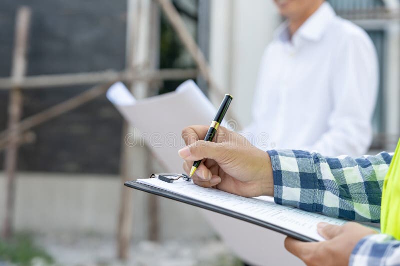 Inspector Engineer and Owner Project is Inspecting Construction and ...