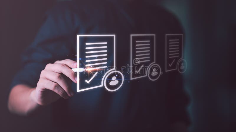 Inspector Makes Mark on the Survey Topic ,Checklist with Checkmarks and ...