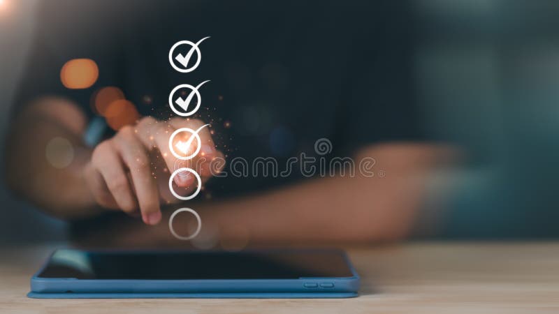 Inspector Makes Mark on the Survey Topic ,Checklist with Checkmarks and ...