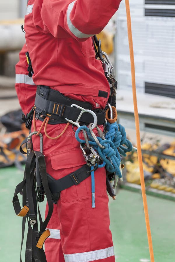 Inspector Man Wearing Rope Access Equipment Stock Image - Image of ...