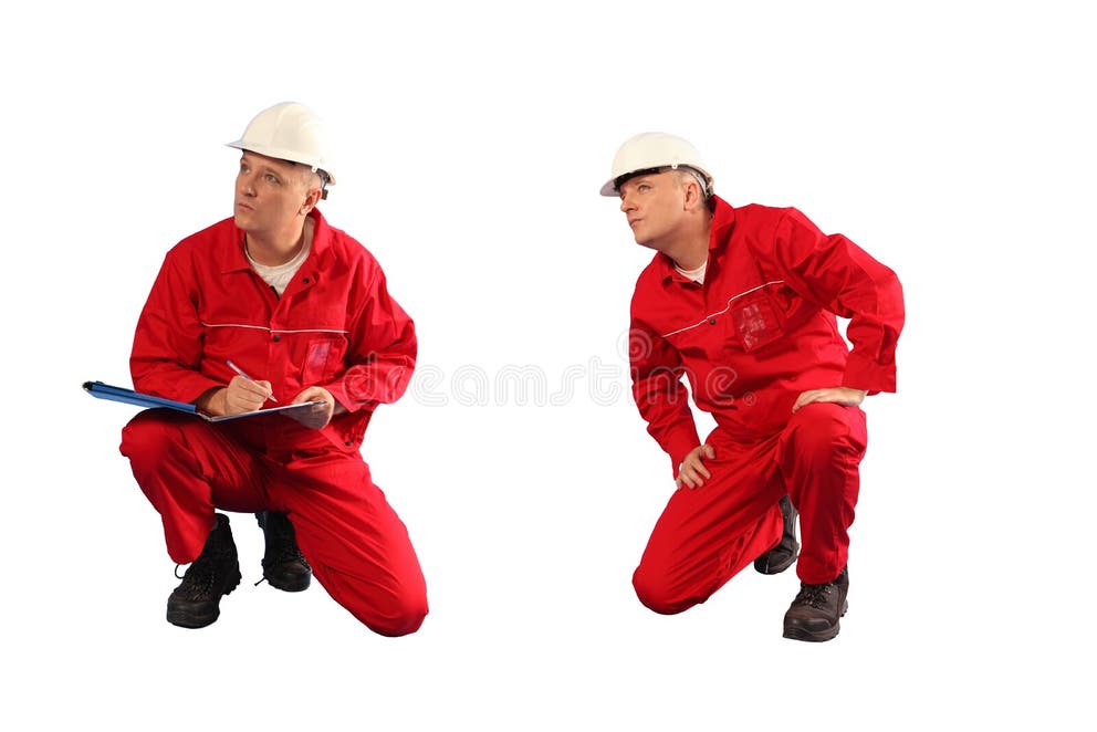 Inspector in Red Uniform and White Hardhat at Work Stock Photo - Image ...