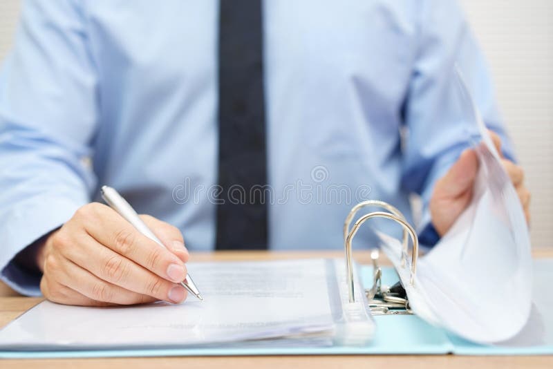 Inspector is Reviewing Invoices Stock Image - Image of paperwork, check ...
