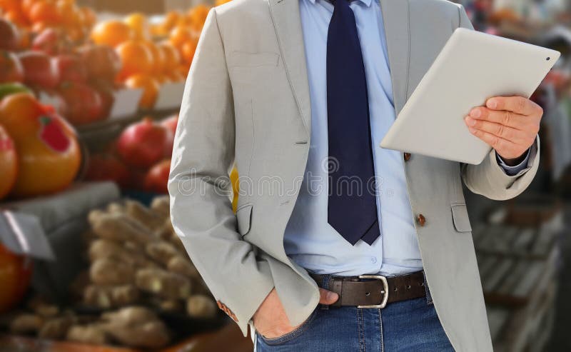 Inspector with Tablet in Supermarket. Quality Control Stock Photo ...