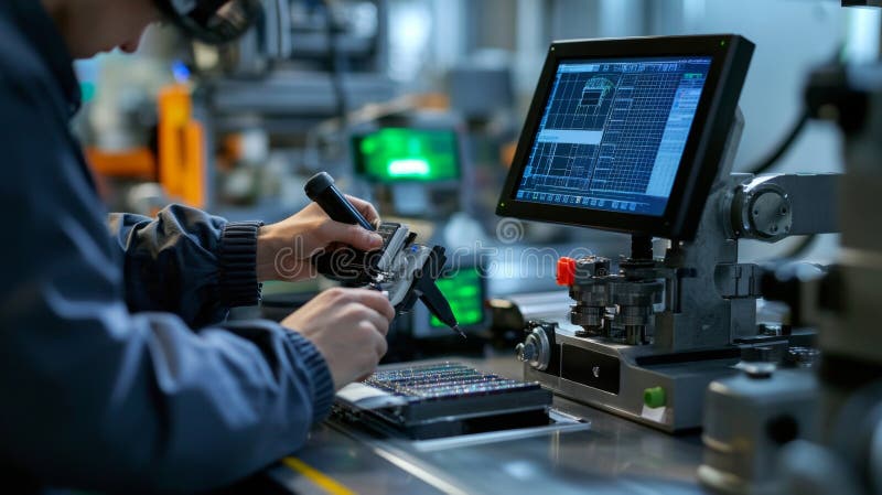 Inspector Using Digital Tools To Check Product Measurements in Factory ...
