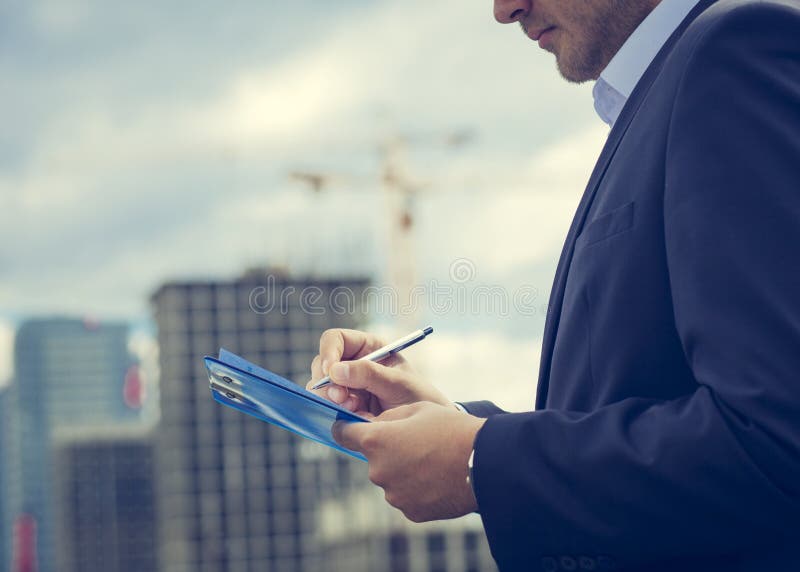 Inspector at work stock photo. Image of building, contractor - 128714148