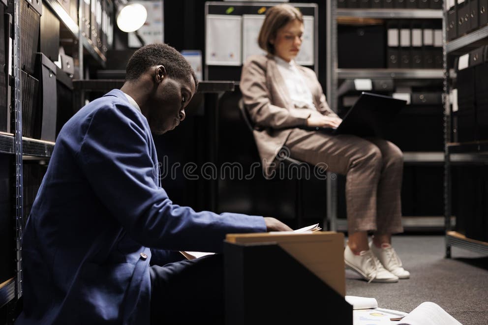 Inspectors Checking Case Files Stock Photo - Image of police, case ...