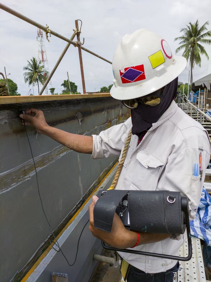 The Inspectors are Checking Defect in Welded at Joint with Process ...