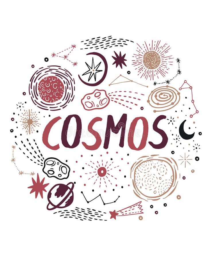 Inspiration Card Text -Cosmos Sketch Hand Drawn with Space, Star, Cloud ...