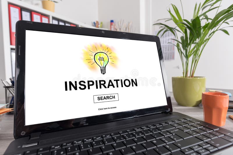 Inspiration Concept on a Laptop Stock Illustration - Illustration of ...