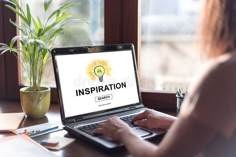 Inspiration Concept on a Laptop Screen Stock Photo - Image of good ...