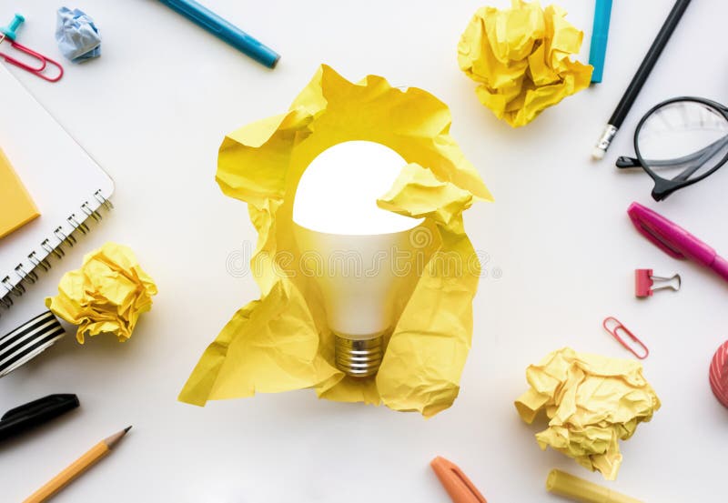 Inspiration Creativity Concepts with Lightbulb in Paper Crumpled Ball ...