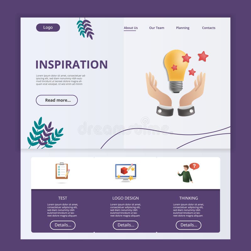 Inspiration Flat Landing Page Website Template. Test, Logo Design ...