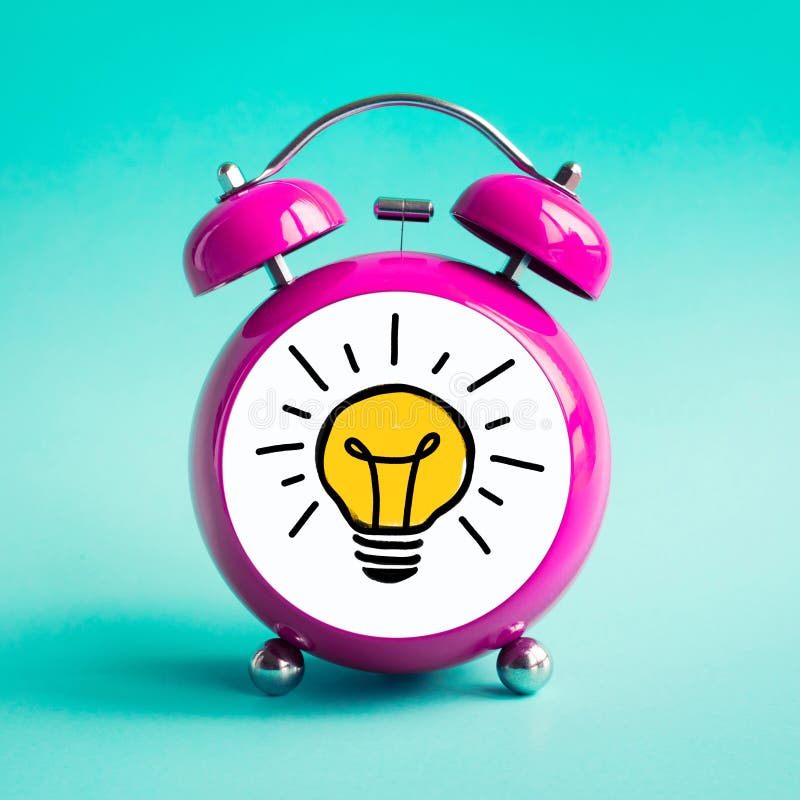 Inspiration Ideas Concepts with Light Bulb Icon Icon in Alarm Clock ...